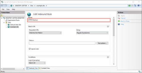 IIS Redirect HTTP to HTTPS with Windows 10